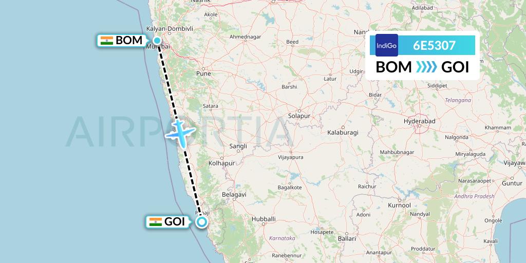 6E5307 Flight Status IndiGo Airlines: Mumbai to Goa (IGO5307)
