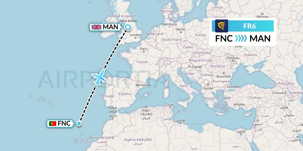FR6 Flight Status Ryanair: Funchal to Manchester (RYR6)