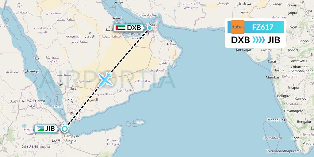 FZ617 Flight Status FlyDubai: Dubai to Djibouti (FDB617)