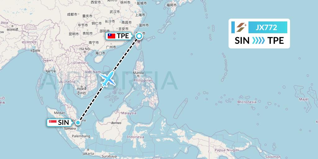 JX772 Flight Status Starlux Airlines: Singapore to Taipei (SJX772)