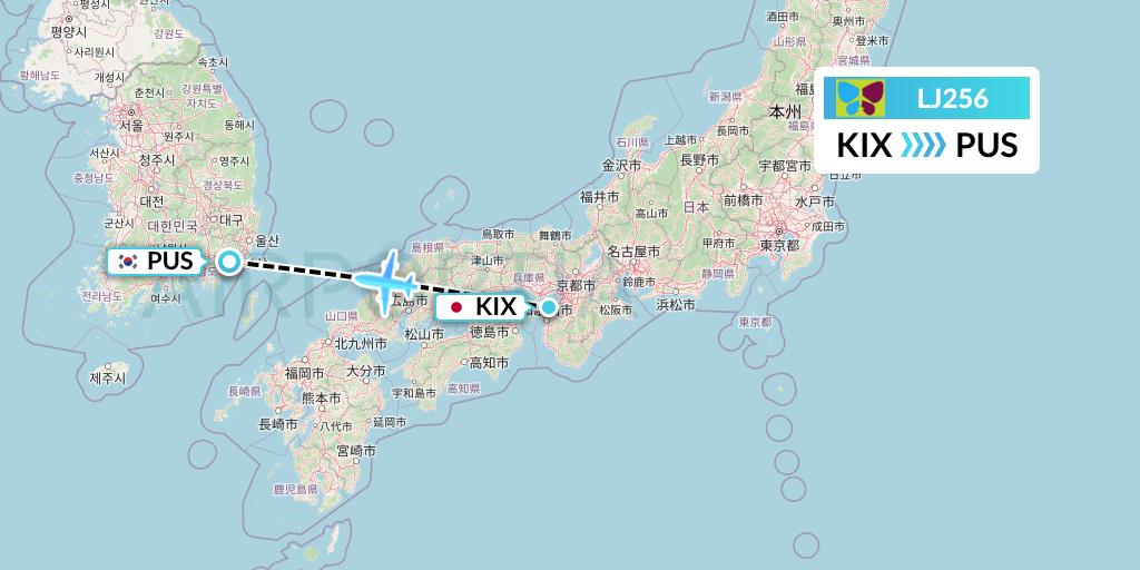 LJ256 Flight Status Jin Air: Osaka to Busan (JNA256)