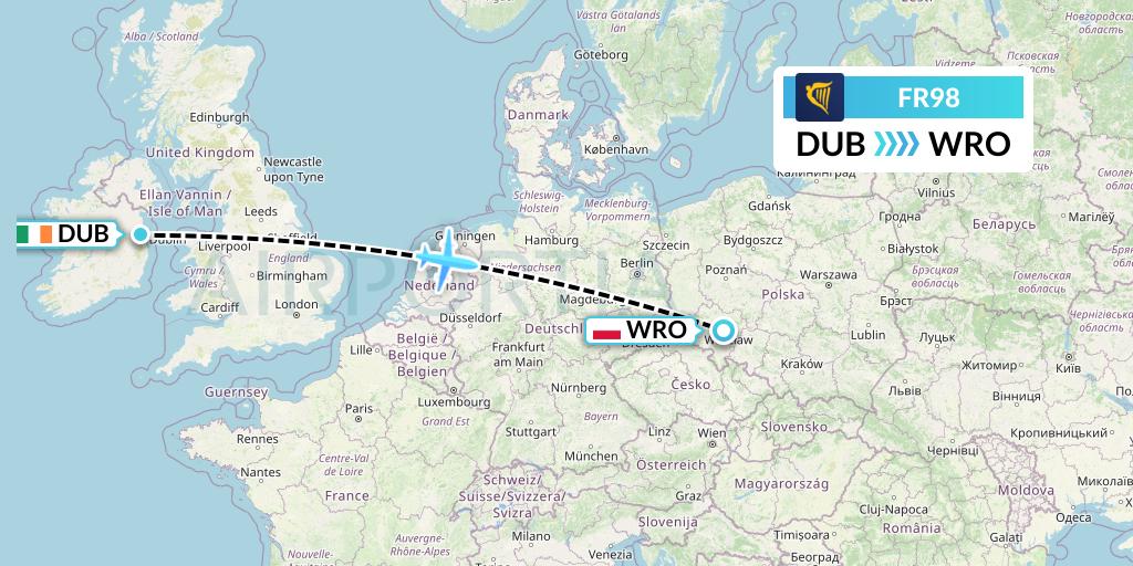 FR98 Flight Status Ryanair: Dublin to Wroclaw (RYR98)
