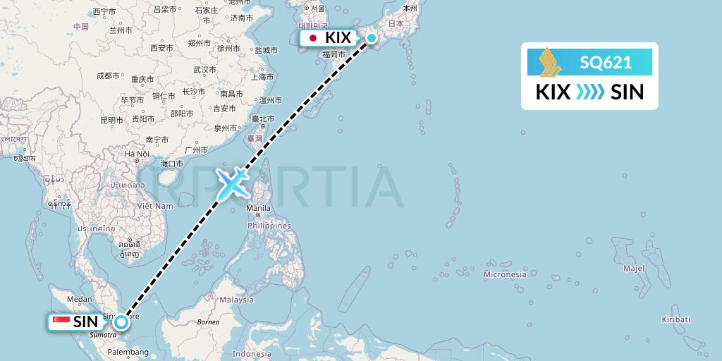 SQ621 Flight Status Singapore Airlines: Osaka to Singapore (SIA621)
