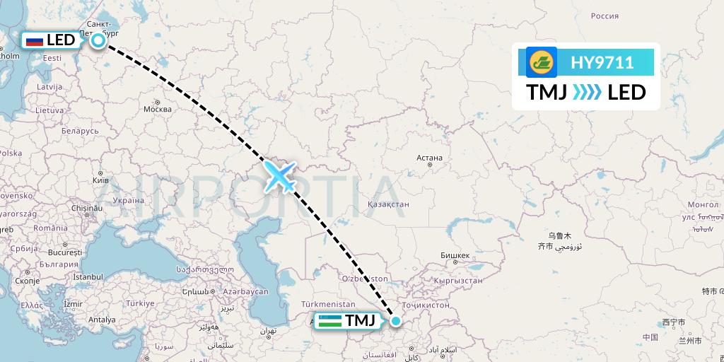 HY9711 Flight Status Uzbekistan Airways: Termez to St. Petersburg (UZB9711)