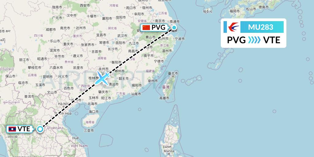 MU283 Flight Status China Eastern Airlines: Shanghai to Vientiane (CES283)