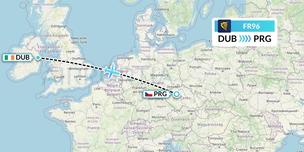 FR96 Flight Status Ryanair: Dublin to Prague (RYR96)