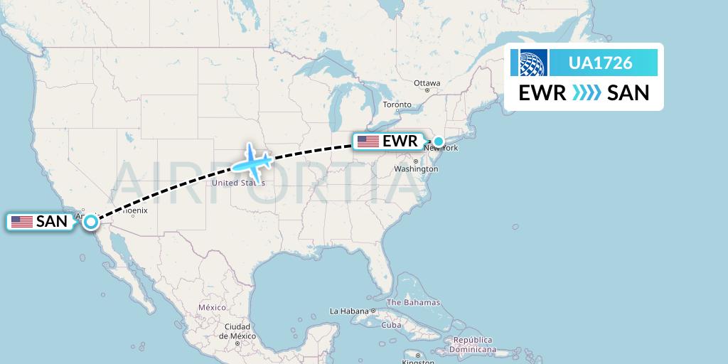 UA1726 Flight Status United Airlines: New York to San Diego (UAL1726)