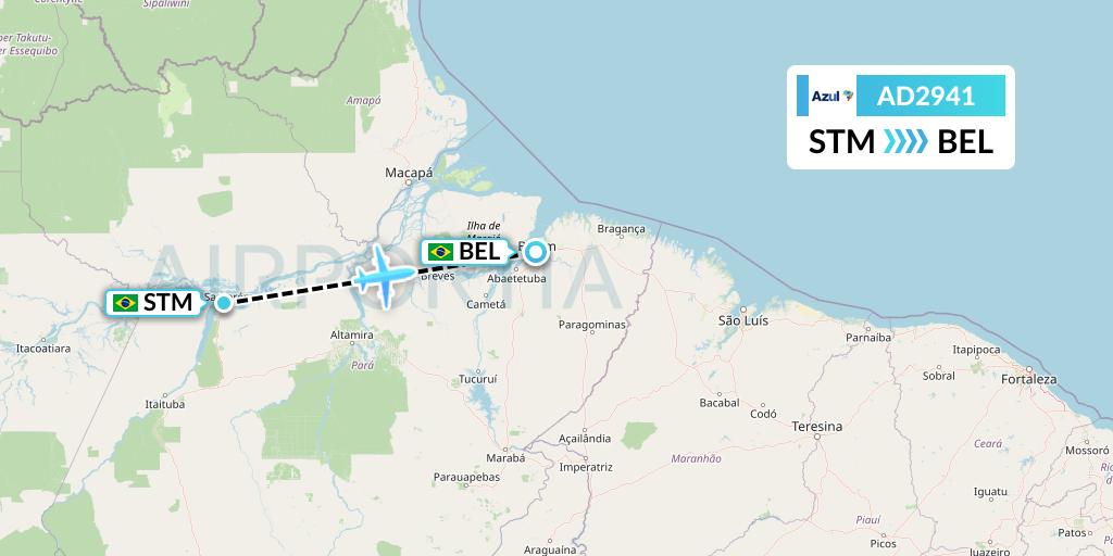 AD2941 Flight Status Azul Brazilian Airlines: Santarem to Belem (AZU2941)