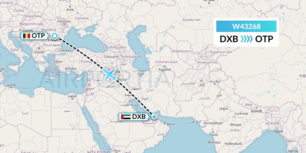 W43268 Flight Status Wizz Air Malta: Dubai to Bucharest (WMT3268)
