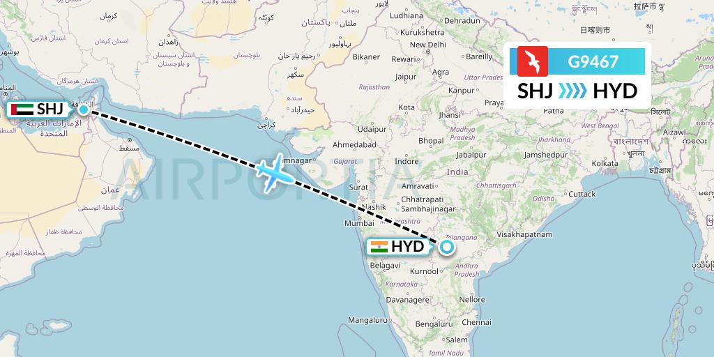 G9467 Flight Status Air Arabia: Sharjah to Hyderabad (ABY467)