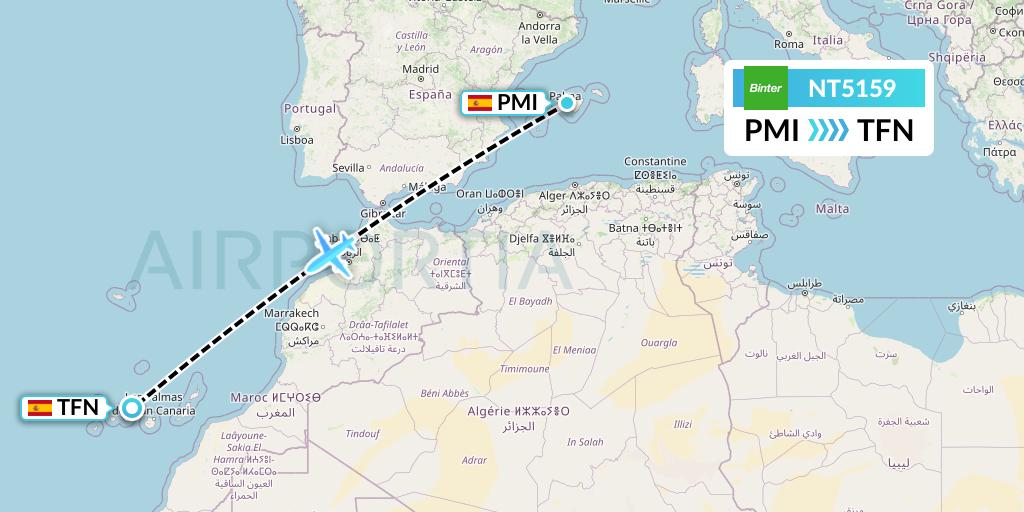 NT5159 Flight Status Binter Canarias: Palma de Mallorca to Tenerife ...