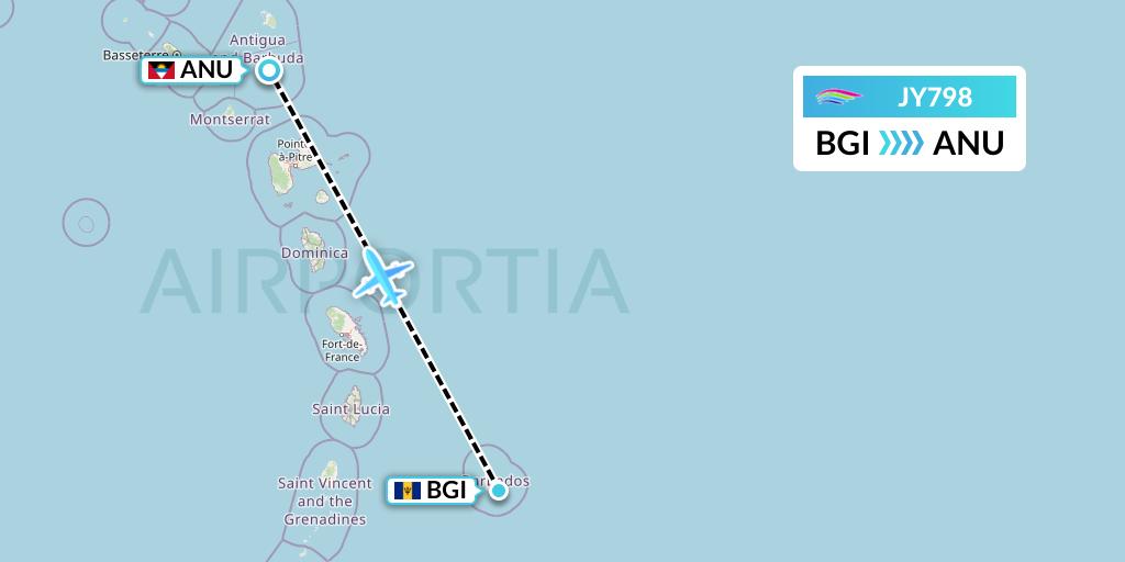 JY798 Flight Status InterCaribbean Airways: Bridgetown to Antigua (IWY798)