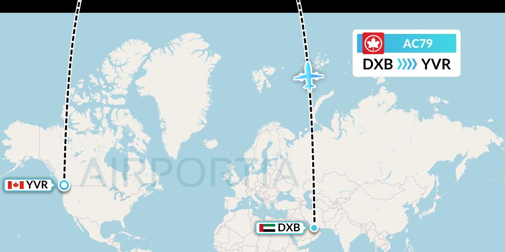 AC79 Flight Status Air Canada: Dubai to Vancouver (ACA79)