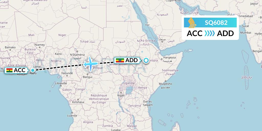 SQ6082 Flight Status Singapore Airlines: Accra to Addis Ababa (SIA6082)