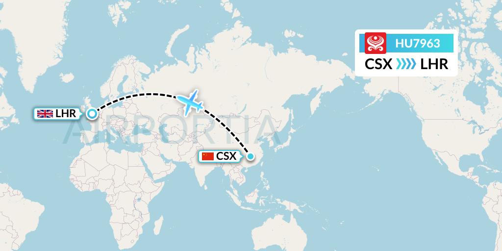 HU7963 Flight Status Hainan Airlines: Changsha to London (CHH7963)