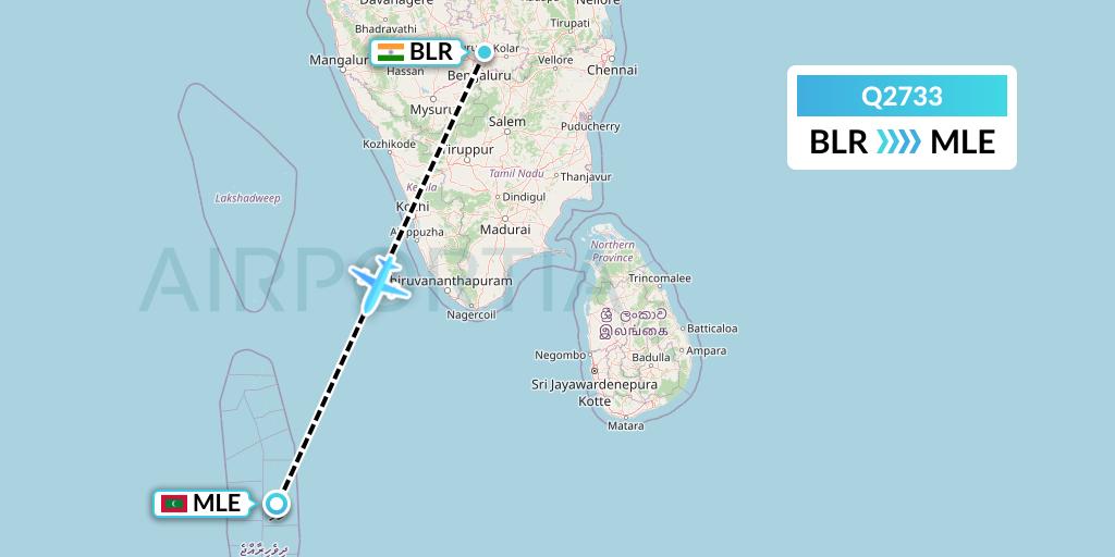 Q2733 Flight Status Maldivian: Bangalore to Male (DQA733)