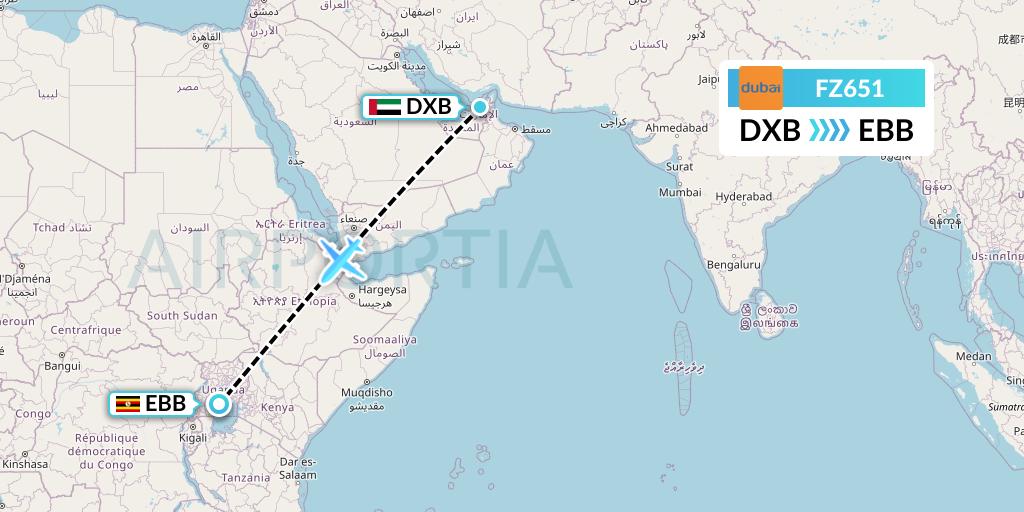 FZ651 Flight Status FlyDubai: Dubai to Entebbe (FDB651)