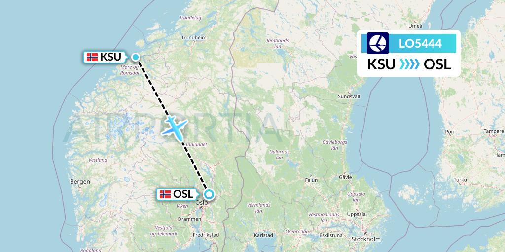LO5444 Flight Status LOT: Kristiansund to Oslo (LOT5444)