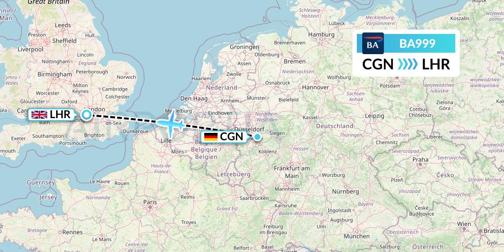 BA999 Flight Status British Airways: Cologne to London (BAW999)