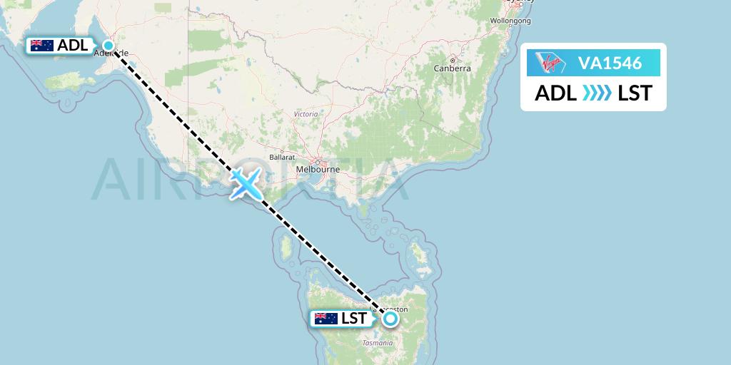 VA1546 Flight Status Virgin Australia: Adelaide to Launceston (VOZ1546)