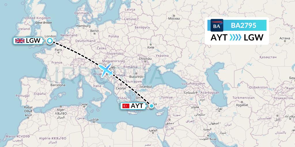 BA2795 Flight Status British Airways: Antalya to London (BAW2795)
