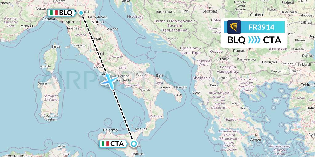 FR3914 Flight Status Ryanair: Bologna to Catania (RYR3914)