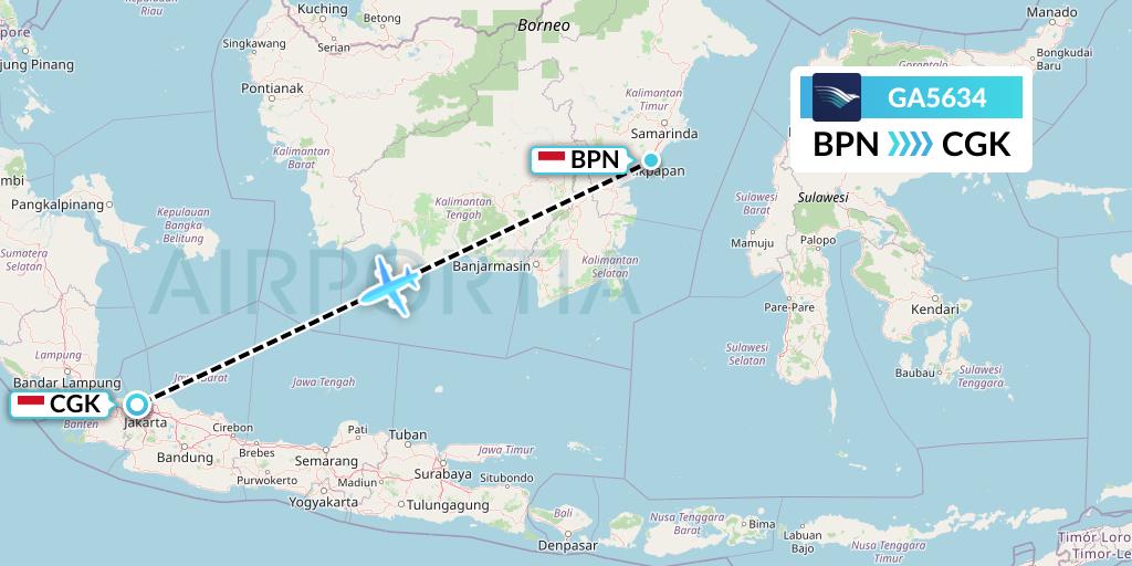 GA5634 Flight Status Garuda Indonesia: Balikpapan to Jakarta (GIA5634)