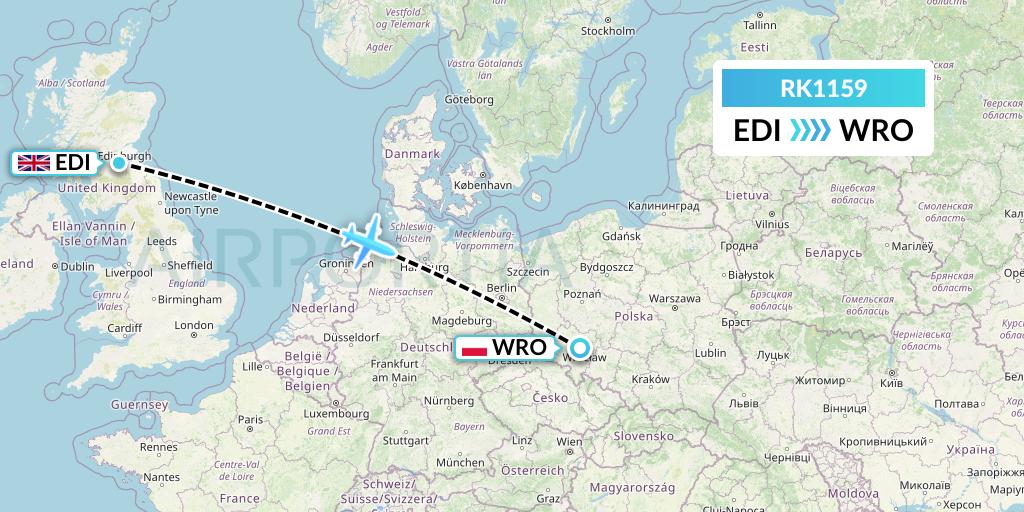 RK1159 Flight Status Ryanair UK: Edinburgh to Wroclaw (RUK1159)
