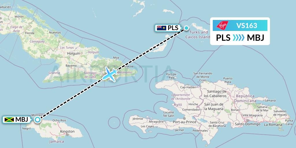 VS163 Flight Status Virgin Atlantic Airways: Providenciales to Montego ...