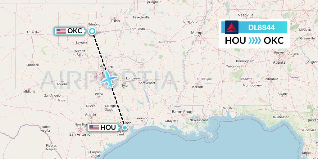 DL8844 Flight Status Delta Air Lines: Houston to Oklahoma City (DAL8844)