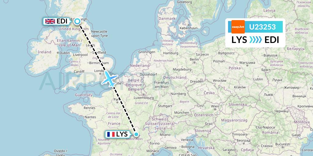 U23253 Flight Status EasyJet: Lyon to Edinburgh (EZY3253)