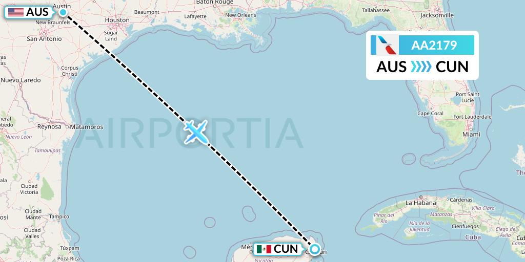 AA2179 Flight Status American Airlines: Austin to Cancun (AAL2179)