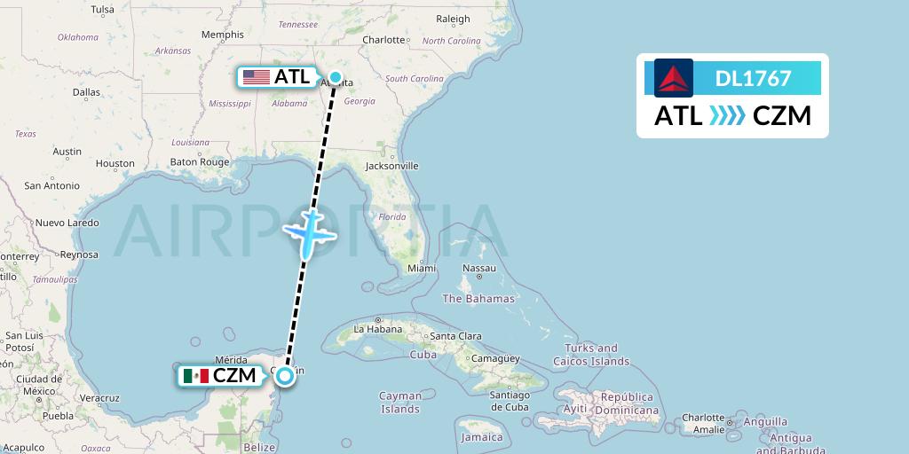 DL1767 Flight Status Delta Air Lines: Atlanta to Cozumel (DAL1767)