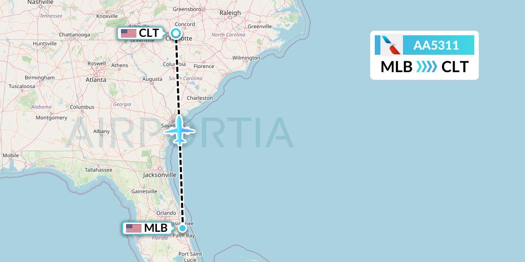 AA5311 Flight Status American Airlines: Melbourne to Charlotte (AAL5311)