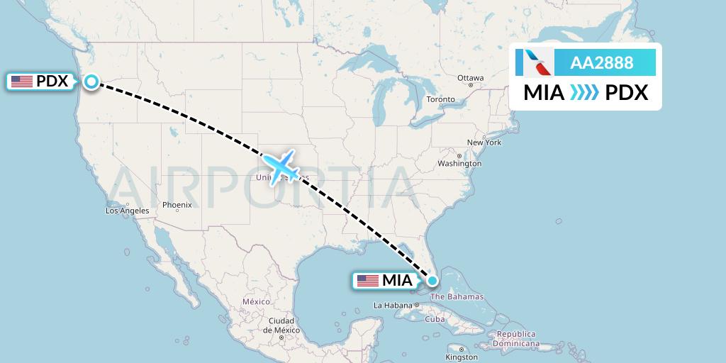 AA2888 Flight Status American Airlines: Miami to Portland (AAL2888)