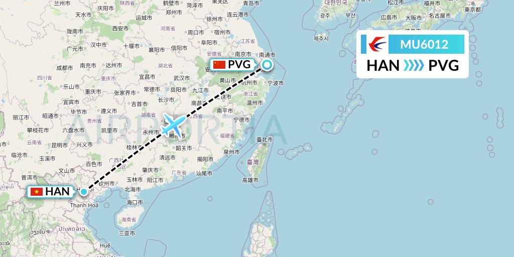 MU6012 Flight Status China Eastern Airlines: Hanoi to Shanghai (CES6012)