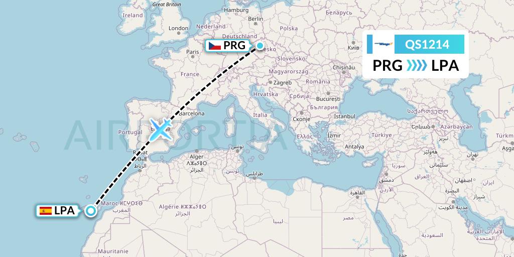 QS1214 Flight Status Smartwings: Prague to Las Palmas (TVS1214)
