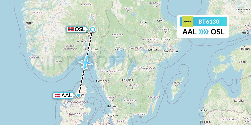 BT6130 Flight Status Air Baltic: Aalborg to Oslo (BTI6130)