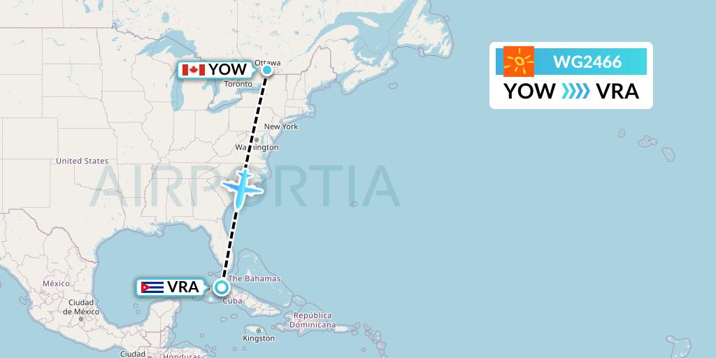 WG2466 Flight Status Sunwing Airlines: Ottawa to Varadero (SWG2466)