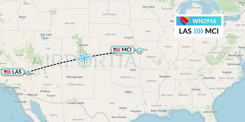 WN2916 Flight Status Southwest Airlines: Las Vegas to Kansas City (SWA2916)