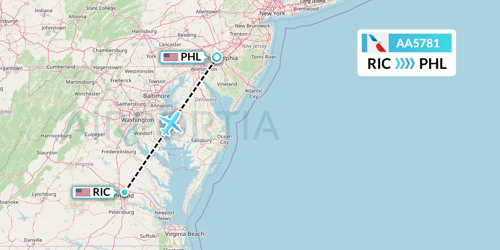 AA5781 Flight Status American Airlines: Richmond to Philadelphia (AAL5781)