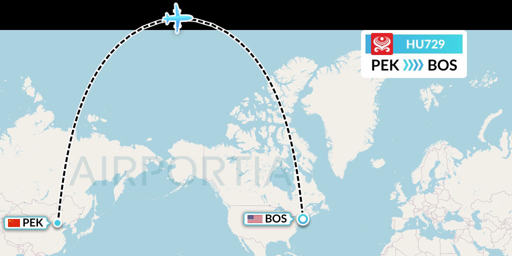 HU729 Flight Status Hainan Airlines: Beijing to Boston (CHH729)
