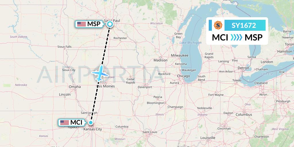 SY1672 Flight Status Sun Country Airlines: Kansas City to Minneapolis ...