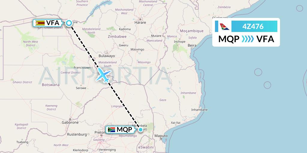 4Z476 Flight Status Airlink: Nelspruit to Victoria Falls (LNK476)