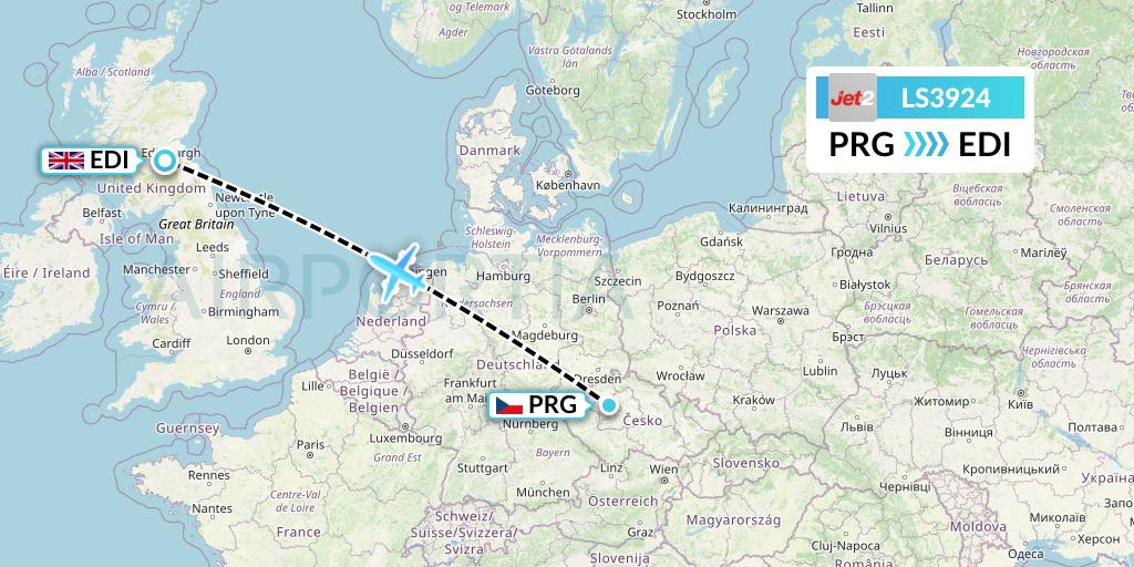 LS3924 Flight Status Jet2: Prague to Edinburgh (EXS3924)