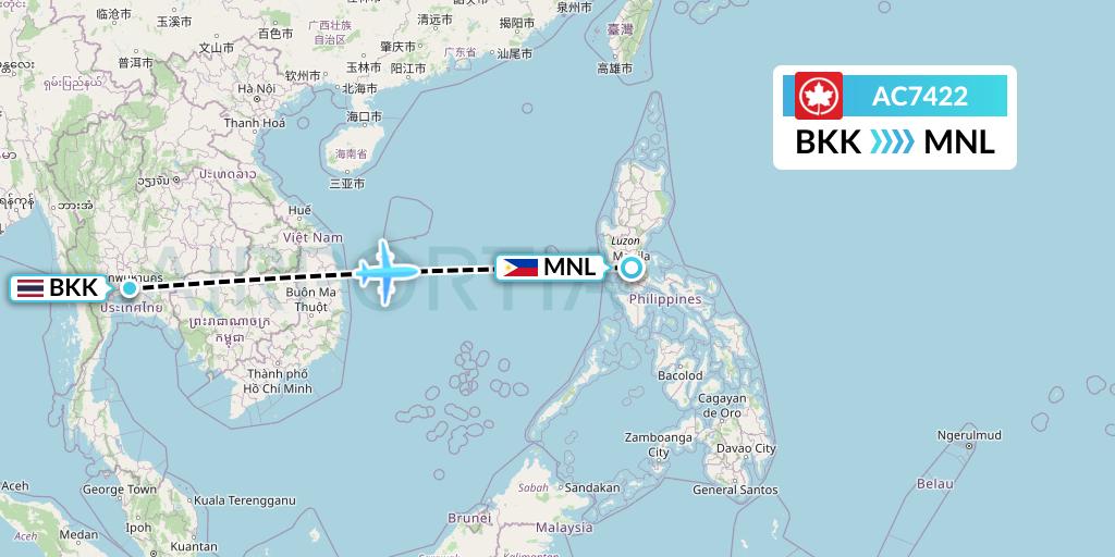 AC7422 Flight Status Air Canada: Bangkok to Manila (ACA7422)