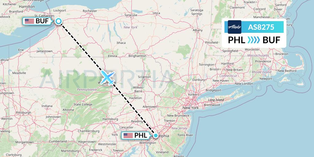 AS8275 Flight Status Alaska Airlines: Philadelphia to Buffalo (ASA8275)