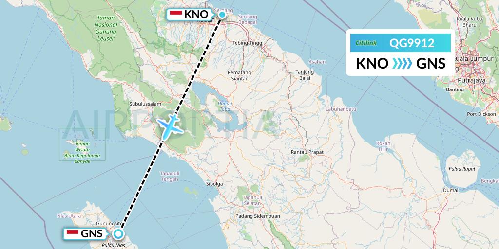 QG9912 Flight Status Citilink: Medan to Gunung Sitoli (CTV9912)