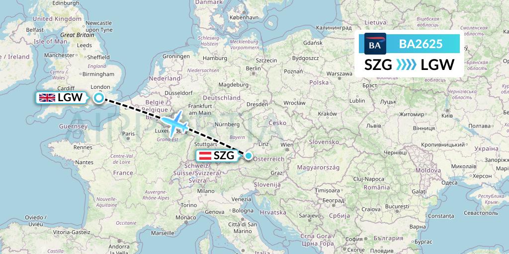 BA2625 Flight Status British Airways: Salzburg to London (BAW2625)