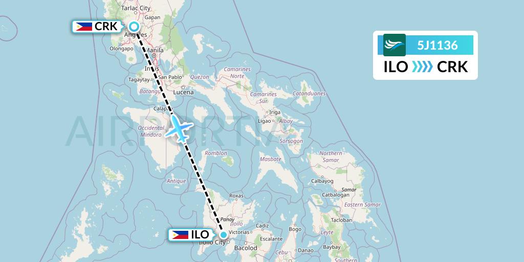5J1136 Flight Status CEBU Pacific Air: Iloilo to Angeles City (CEB1136)